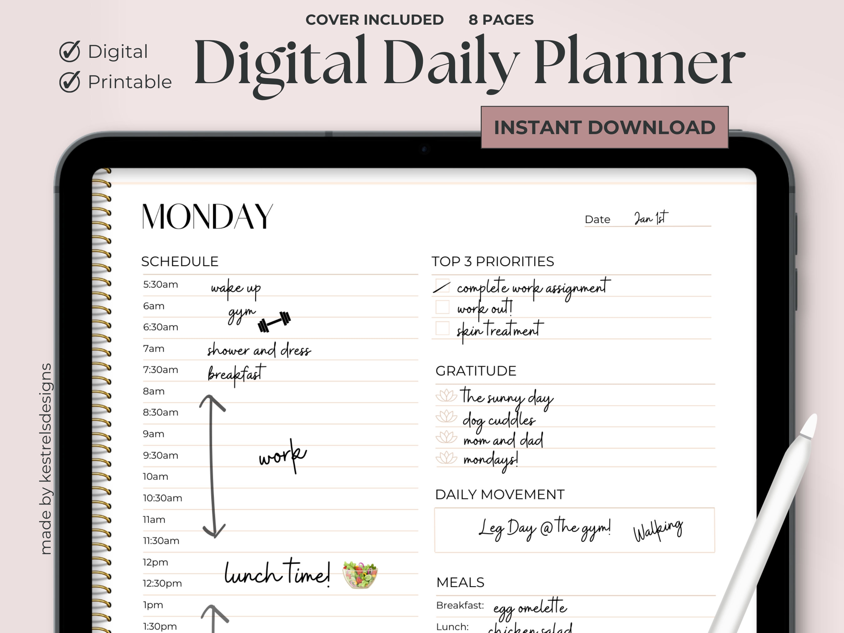 Digital Daily Planner | Goodnotes Planner | Printable Planner ...