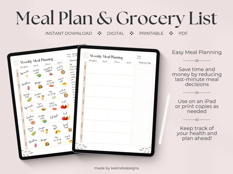 Digital & Printable Weekly Meal Planner | Goodnotes Planner | Meal ...