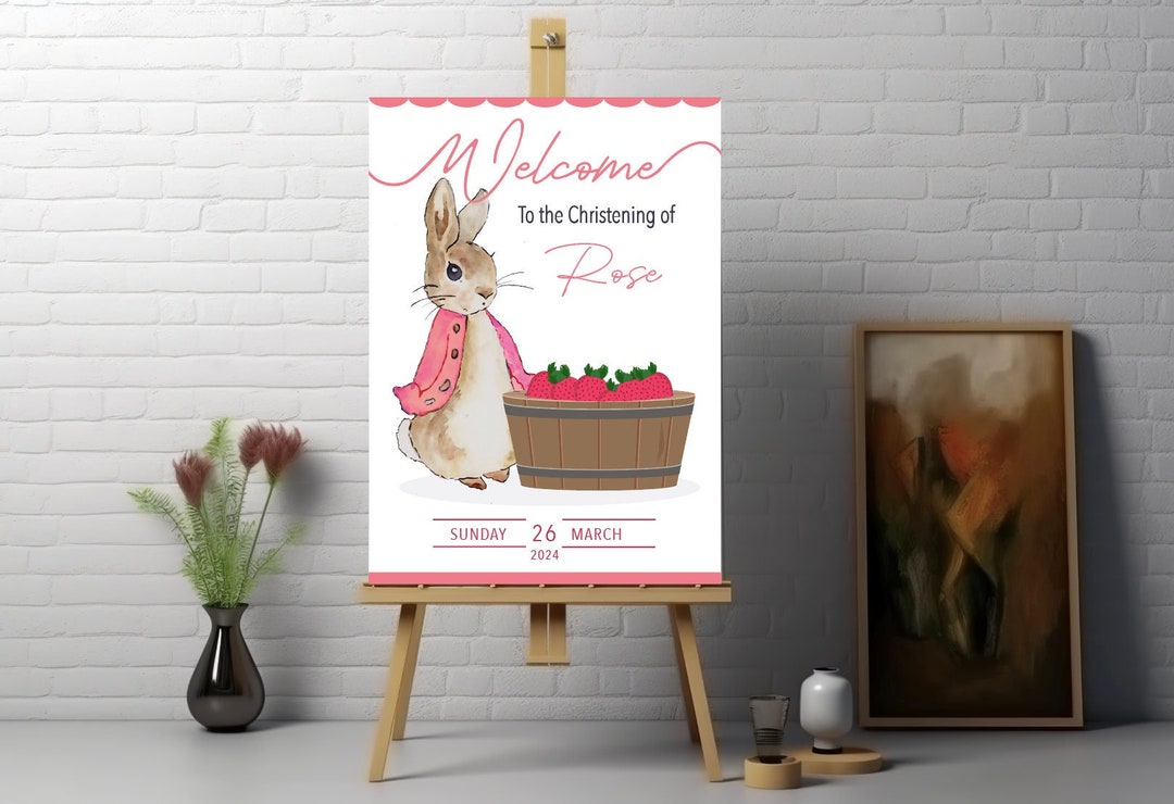 Flopsy From Peter Rabbit, Christening or Baptism Welcome Sign editable ...