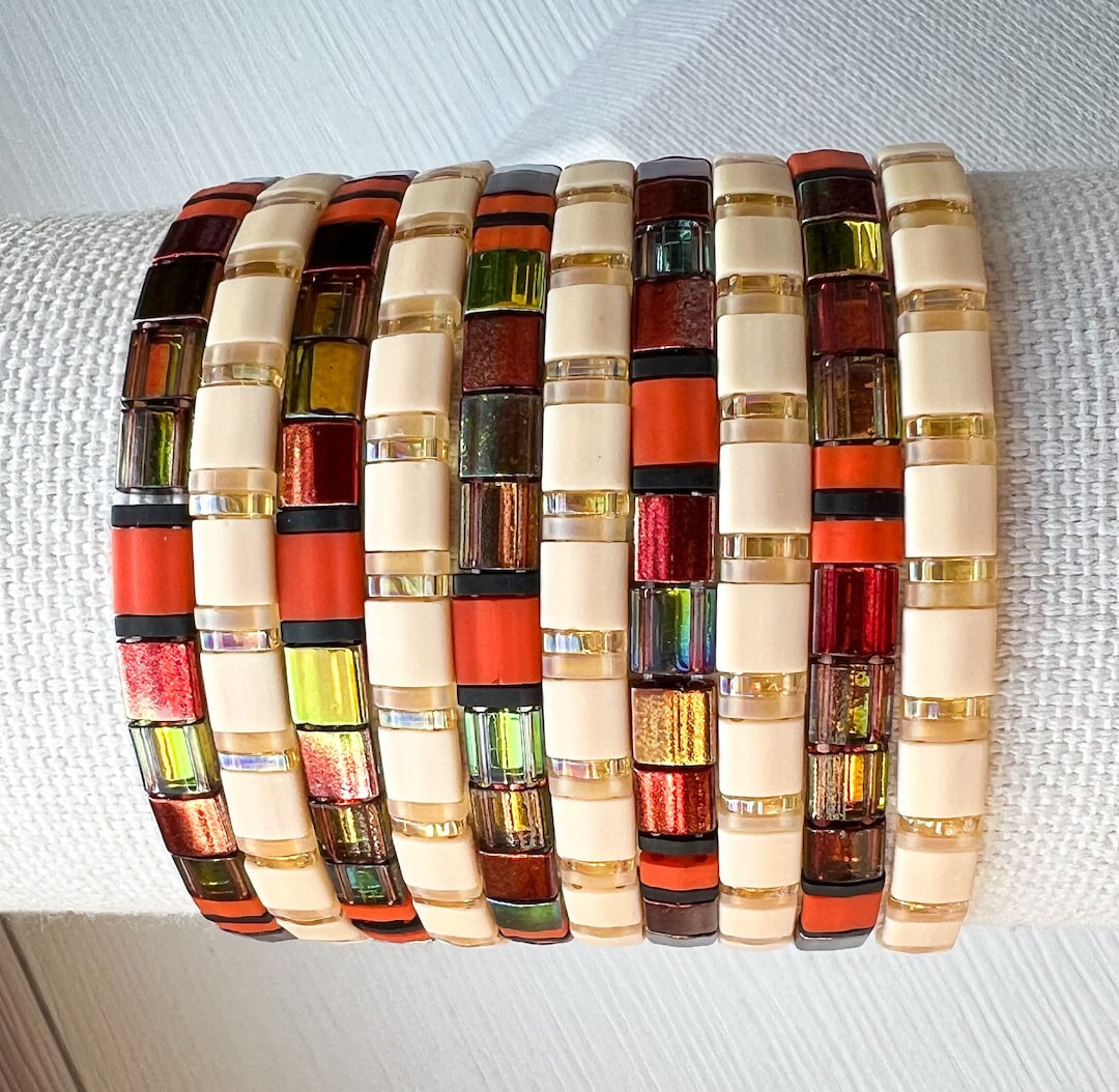 Tila Bead Bracelet Miyuki Glass Tile Stretch Bracelet Modern ...