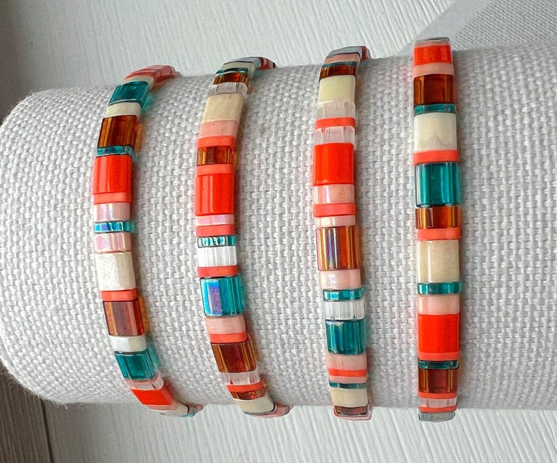 Miyuki Tila Bracelet Tile Bead Stacking Bracelets Colorful Boho Stack ...