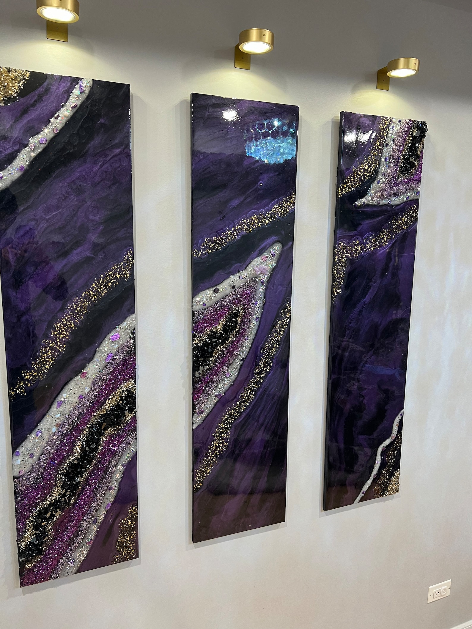 SOLD. Geode Resin Epoxy Wall Artwork, Quartz, Unique, Purple, Gold ...