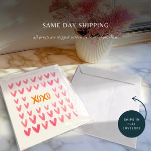 XOXO Pink Heart Wall Art Print, Minimalist Preppy XO Typography Poster ...