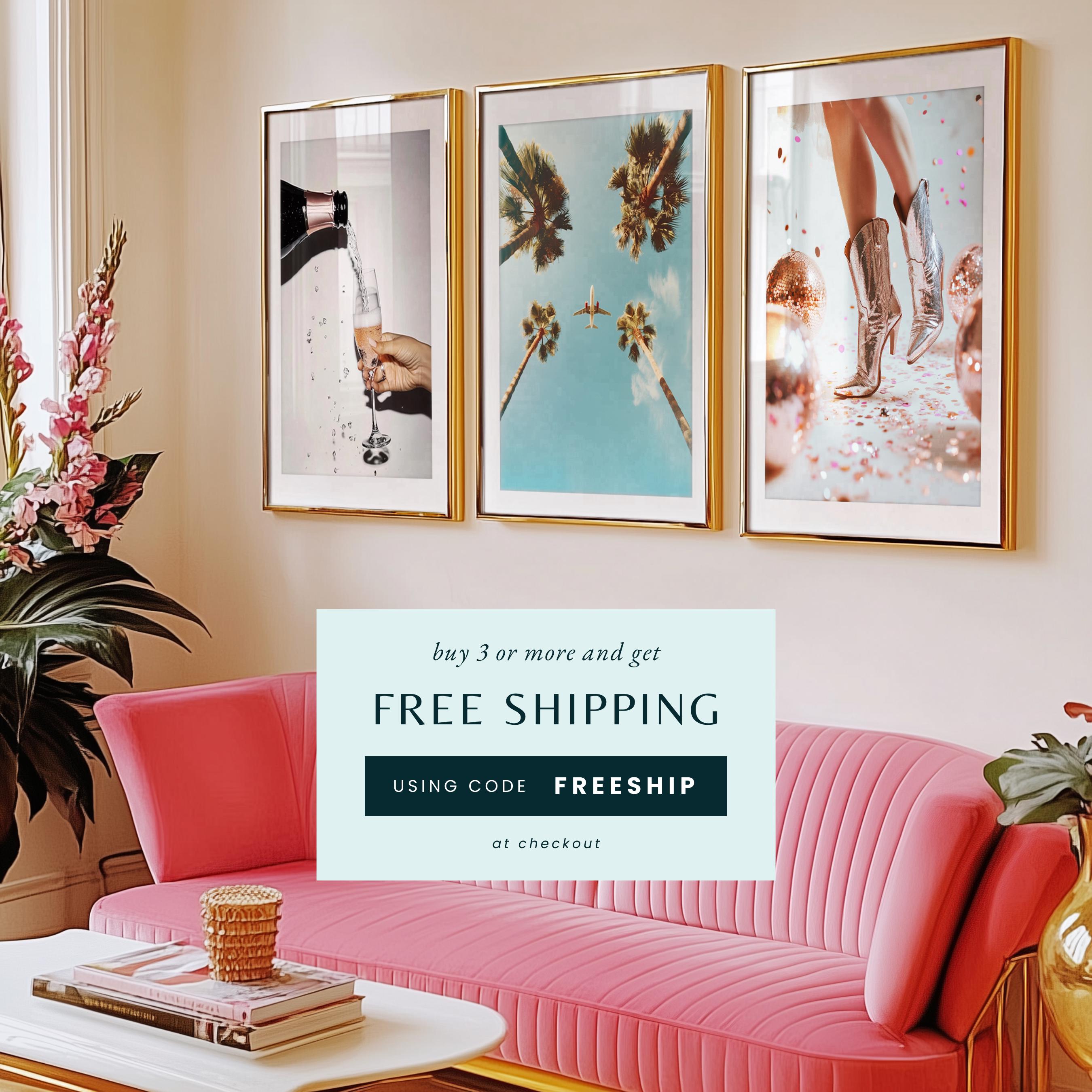 Airplane Flyover Palm Trees Art Print, Retro Plane California Travel ...