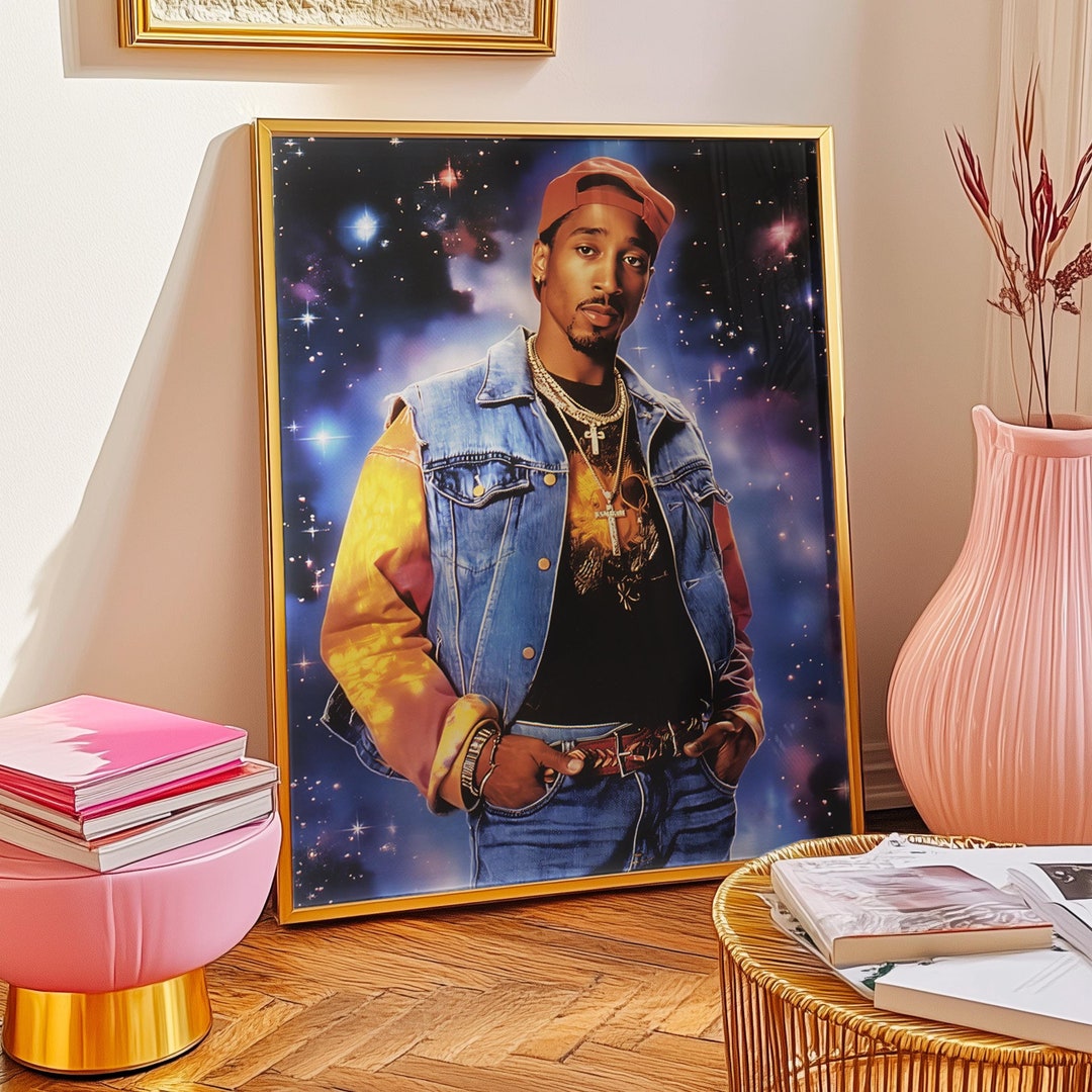 Tupac Shakur Wall Art Print, Retro 2pac Hip Hop Rapper Poster, 90s Rap ...