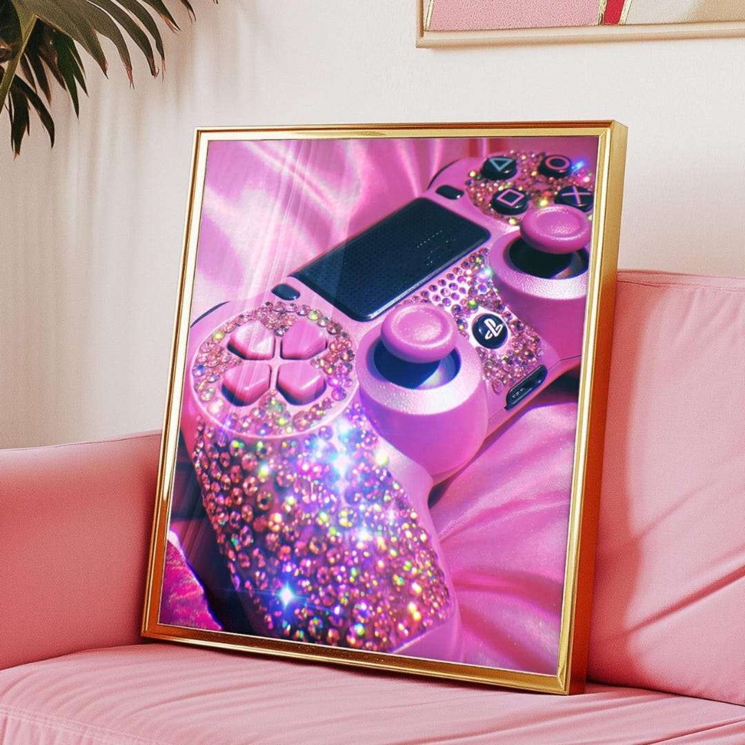 Retro Pink Gaming Room Art Print, Cute Girly Gamer Wall Décor, Trendy ...
