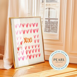 XOXO Pink Heart Wall Art Print, Minimalist Preppy XO Typography Poster ...