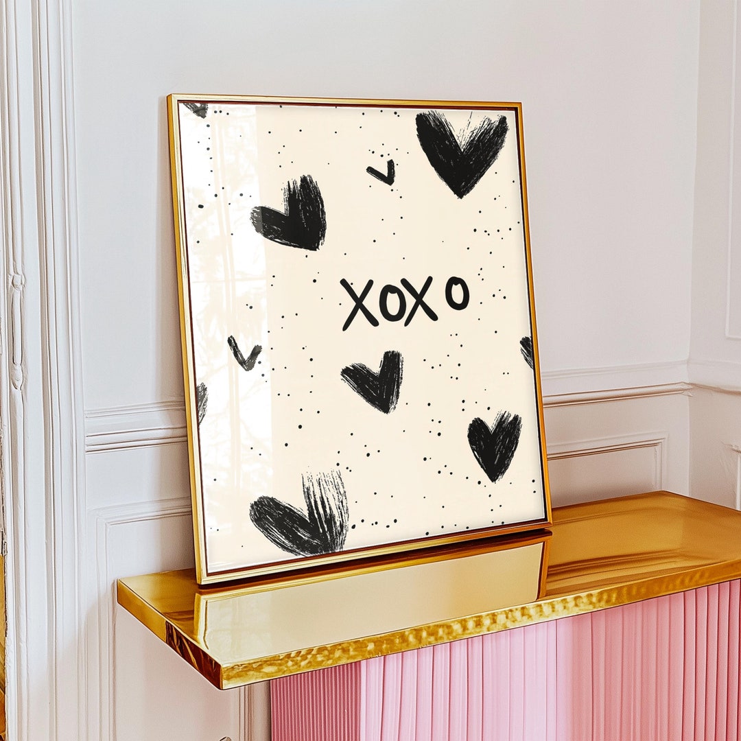 XOXO Black White Typography Art Print, Modern Romantic Minimalist XO ...