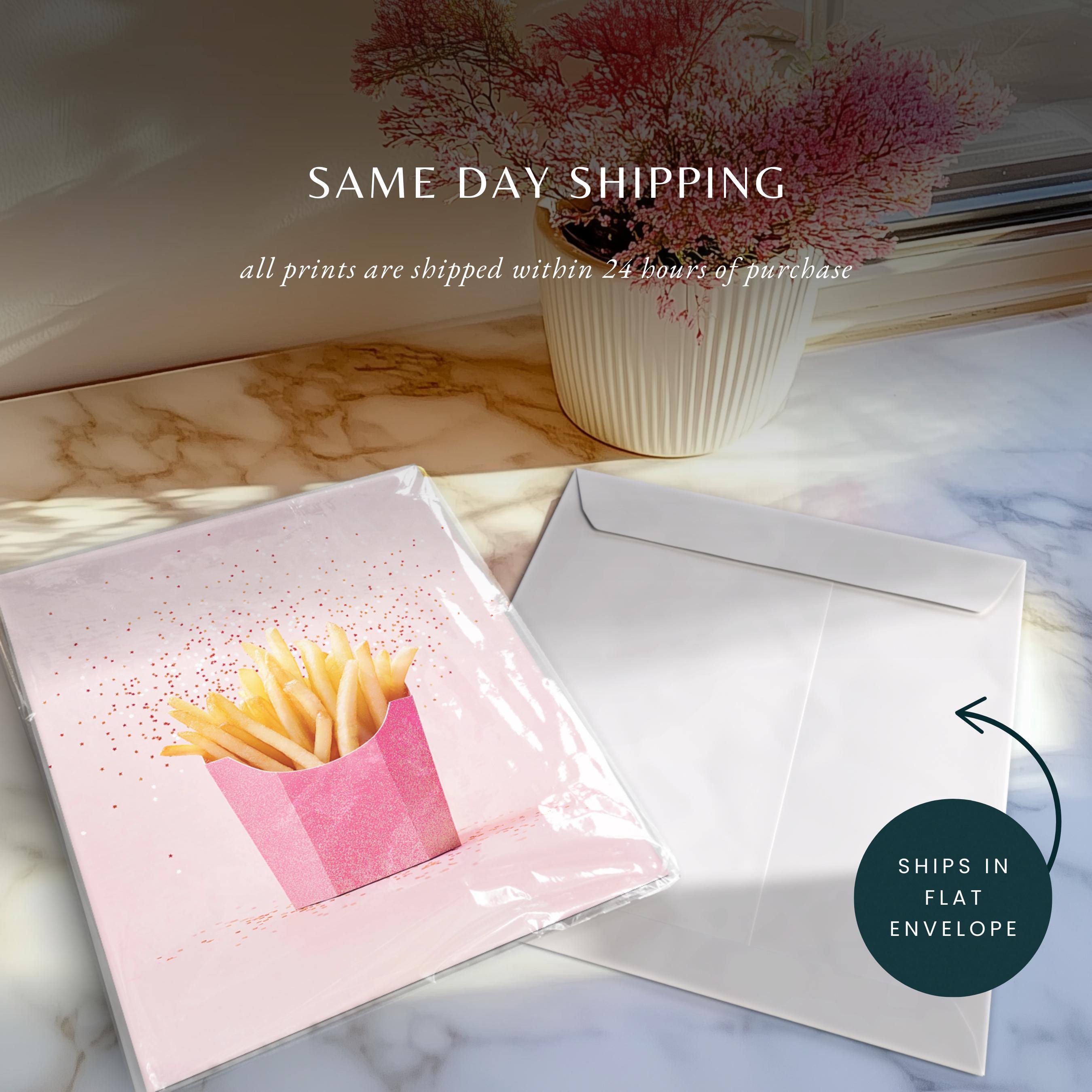 Pink French Fries Art Print, Preppy Kitchen Fast Food Wall Poster ...