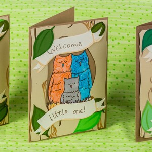 Owl New Baby Card - Welcome Little One Instant Download PDF, Printable ...