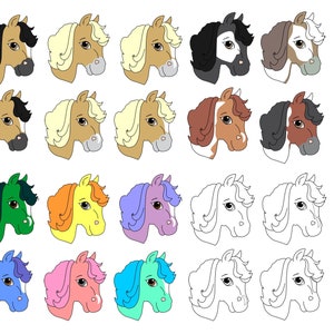 Pony Portraits Horse Clip Art JPG PNG, Pony Clip Art, Farm Animal Clip ...