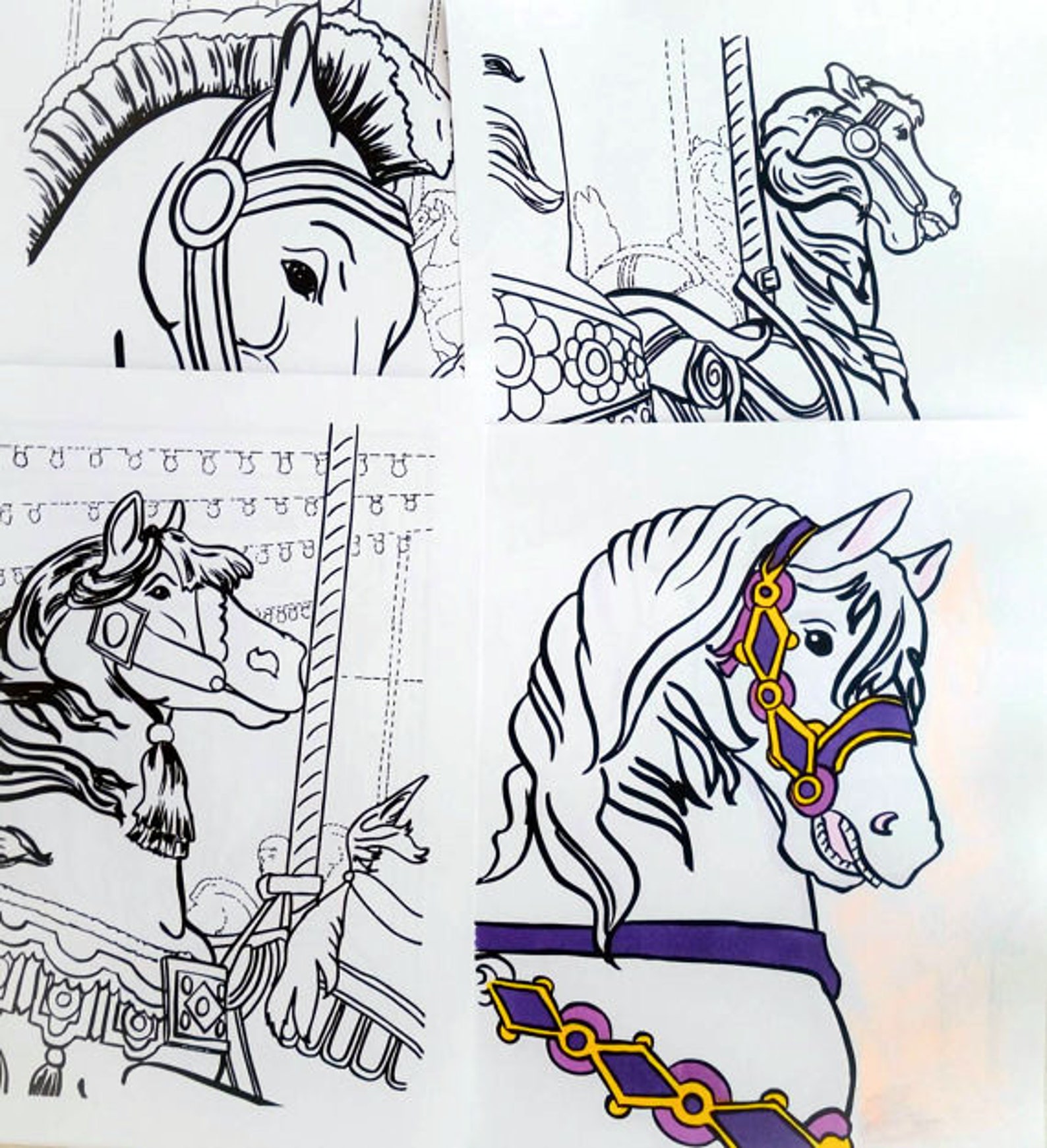 Carousel Horse Coloring Book Printable PDF Colouring Book Instant ...