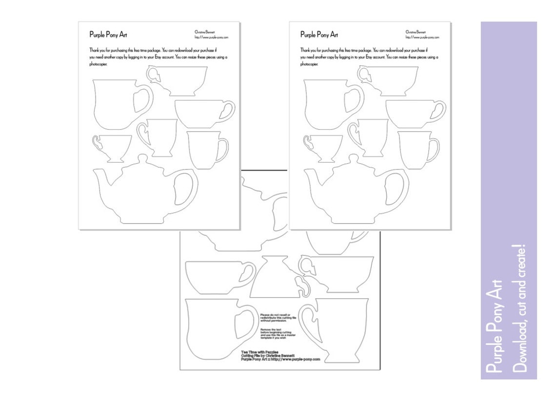 Teapots teacups SVG digital die cut cutting file Cricut PDF | Etsy