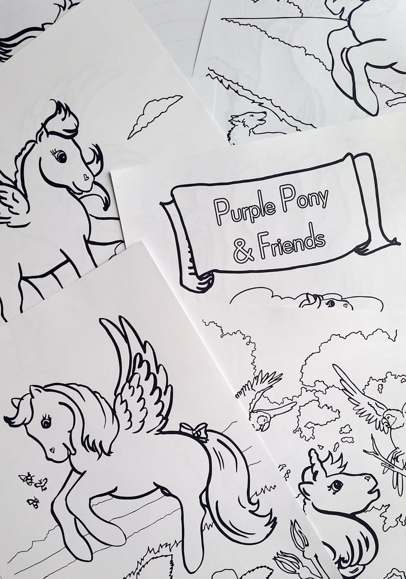 Pony Colouring Book, Ponies Unicorns & Pegasus Fantasy Digital Download ...