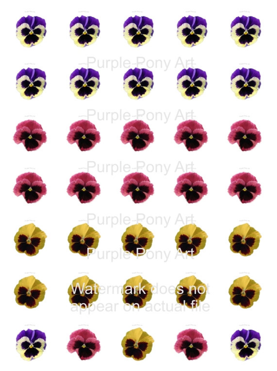 Printable Pansy Stickers Floral Instant Download DIY | Etsy