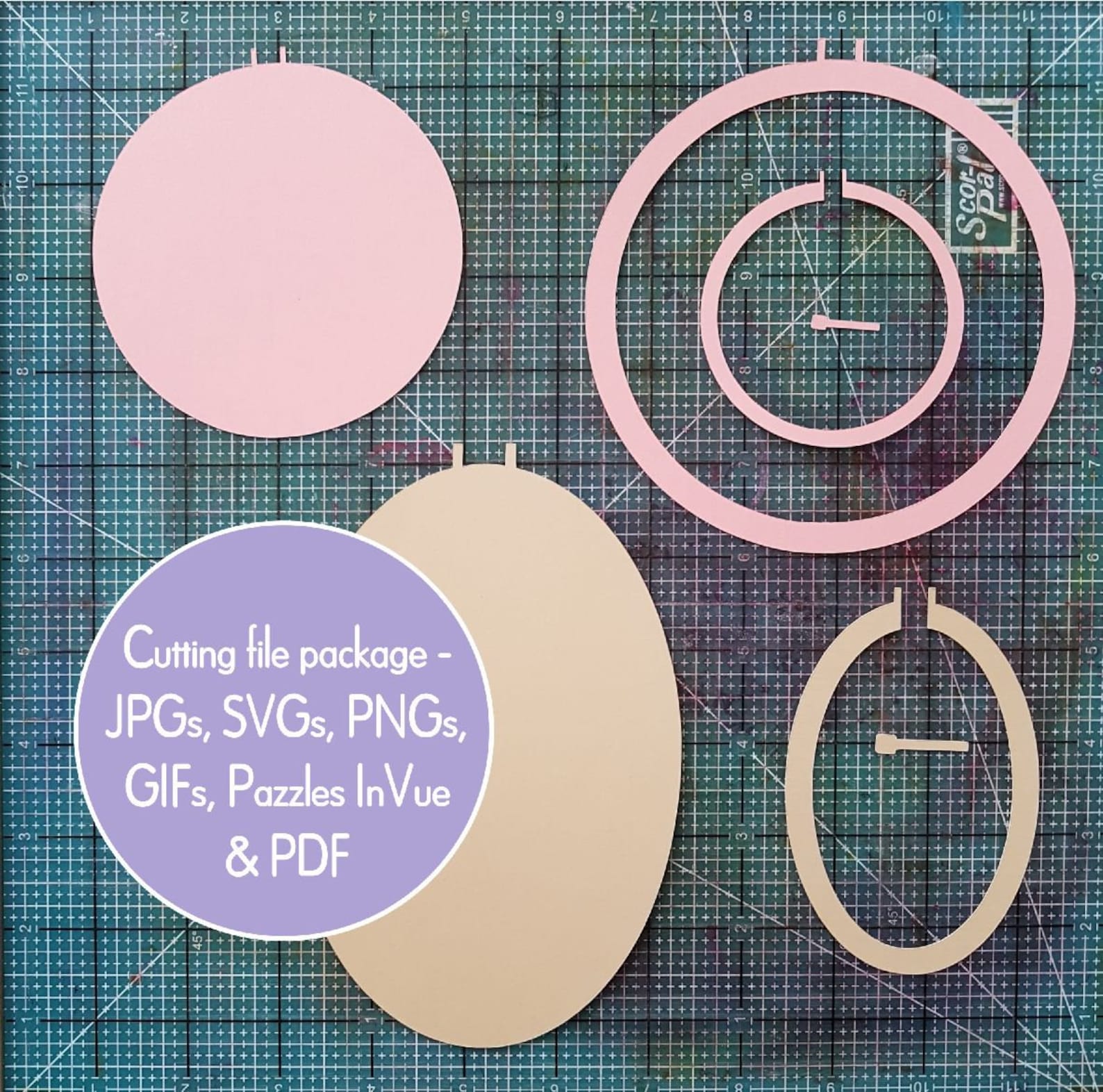 Embroidery Hoop SVG Digital Die Cut Package, Round Cutting Files & Clip ...