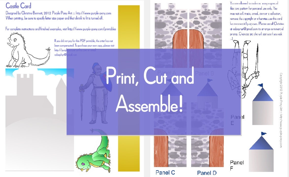 Castle Fantasy Birthday Card Digital Download PDF Castle - Etsy