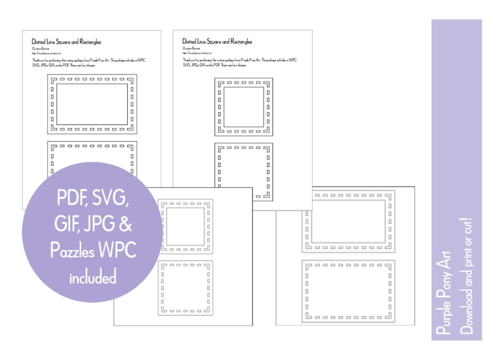 Stitched Shapes, Dotted Lines Scrapbooking Frame, Border Clip Art ...