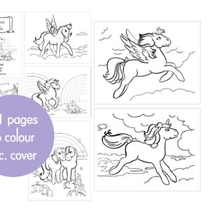 Pony Colouring Book, Ponies Unicorns & Pegasus Fantasy - Digital ...