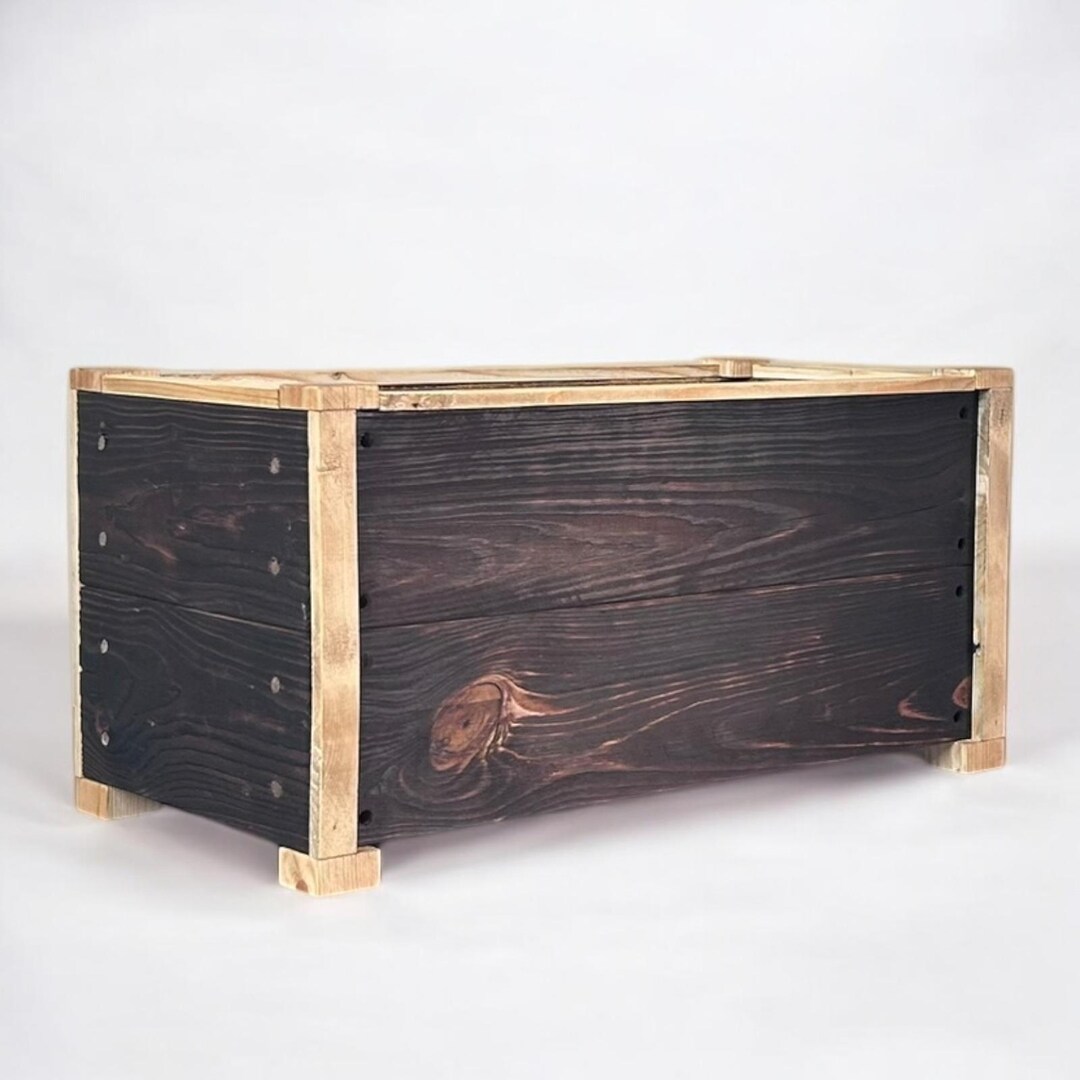 Vintage Fire-charred Wooden Planter Box With Feet – Rustic Indoor ...