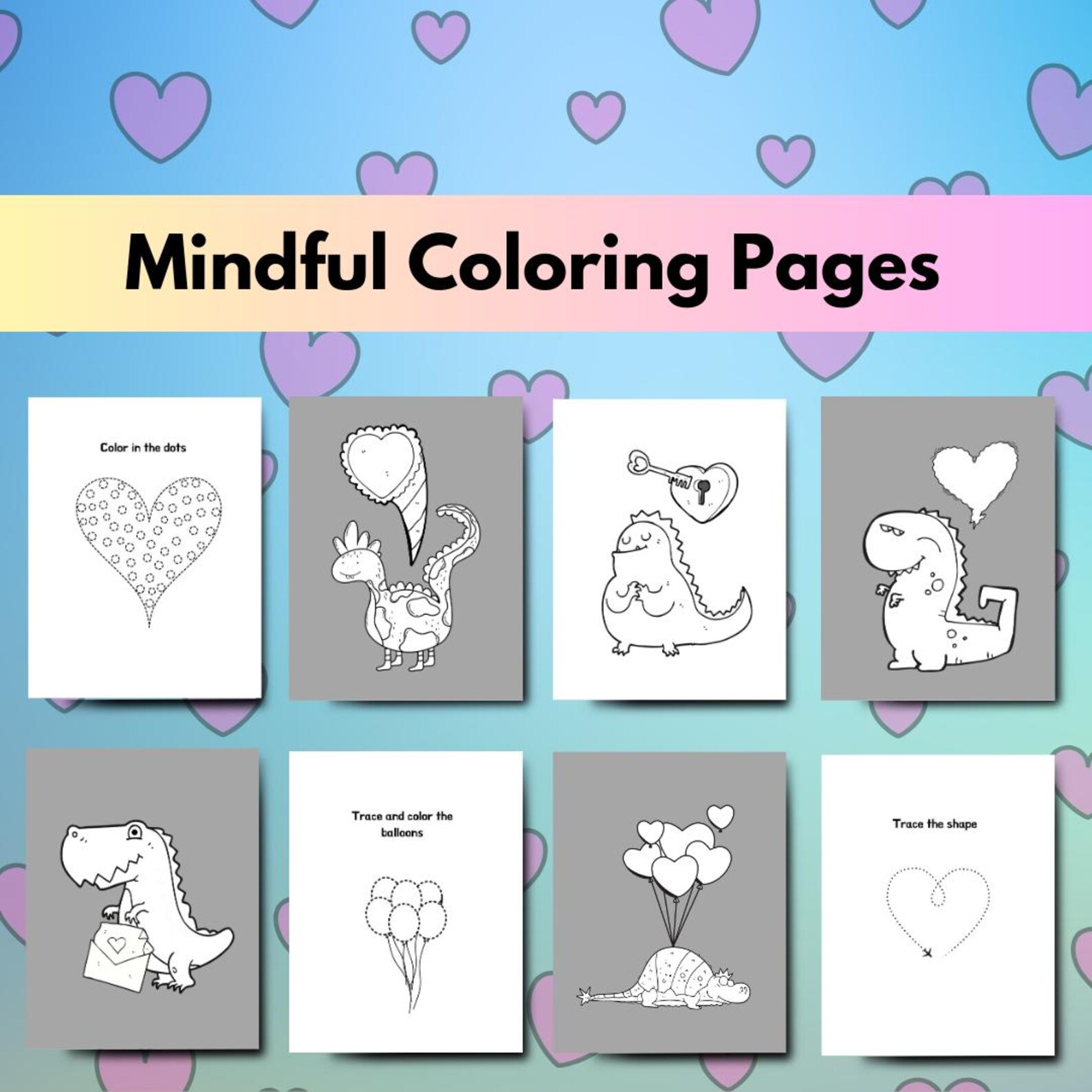 Rawr Means I Love YOU Toddler Coloring Pages Tracing Hearts and ...