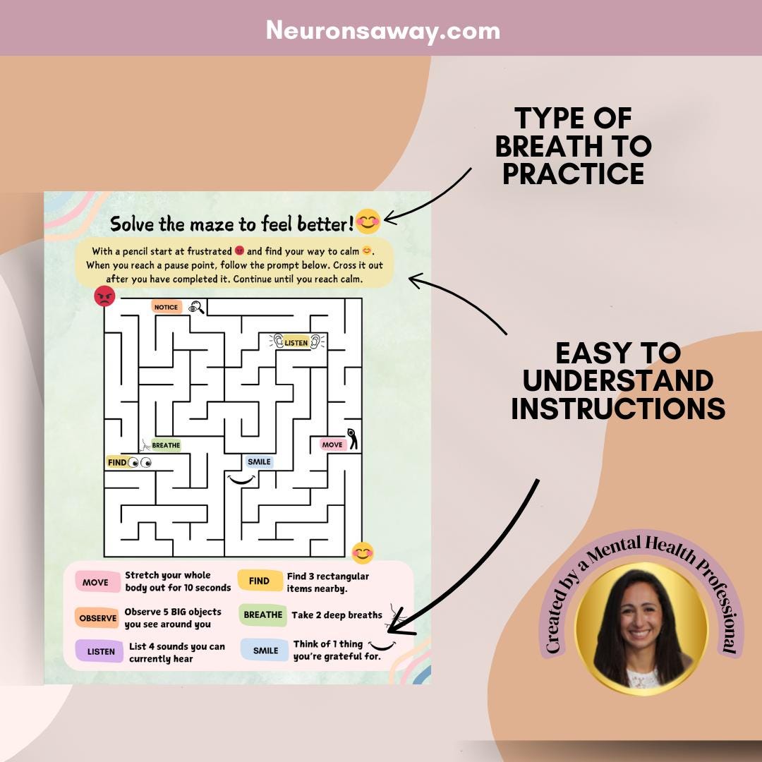 Mindfulness Maze for Kids - Printable Calming Activity, Therapy Tool ...
