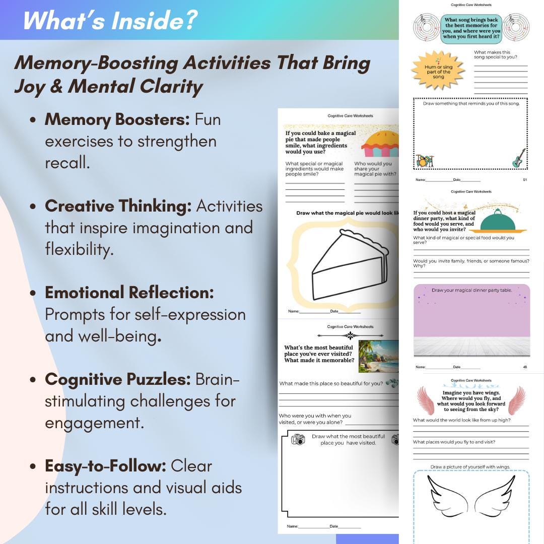 Senior Cognitive Worksheets – Brain Games, Memory Care (digital ...