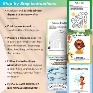 Rainbow Breathing & Coloring for Kids - Mindfulness Activity, Calm Down Corner Printable ...