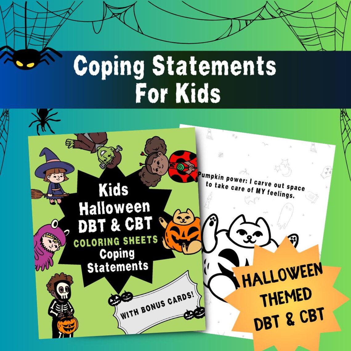 DBT & CBT Coloring Pages Halloween Themed Coloring Sheets for Kids ...