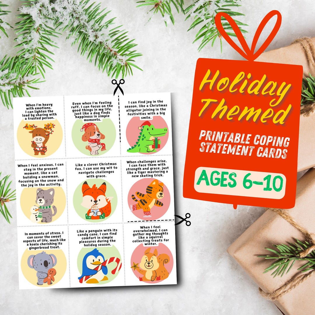 Christmas-themed DBT & CBT Coping Flashcards for Kids | Printable - Etsy