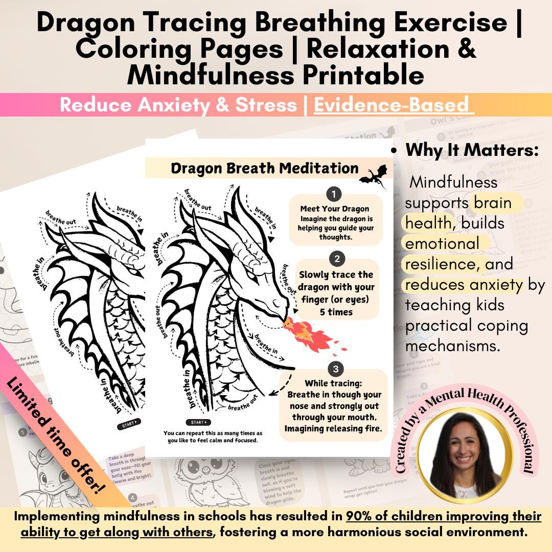 Fire Within: Dragon Tracing Breathing Exercise - Mindfulness Printable ...