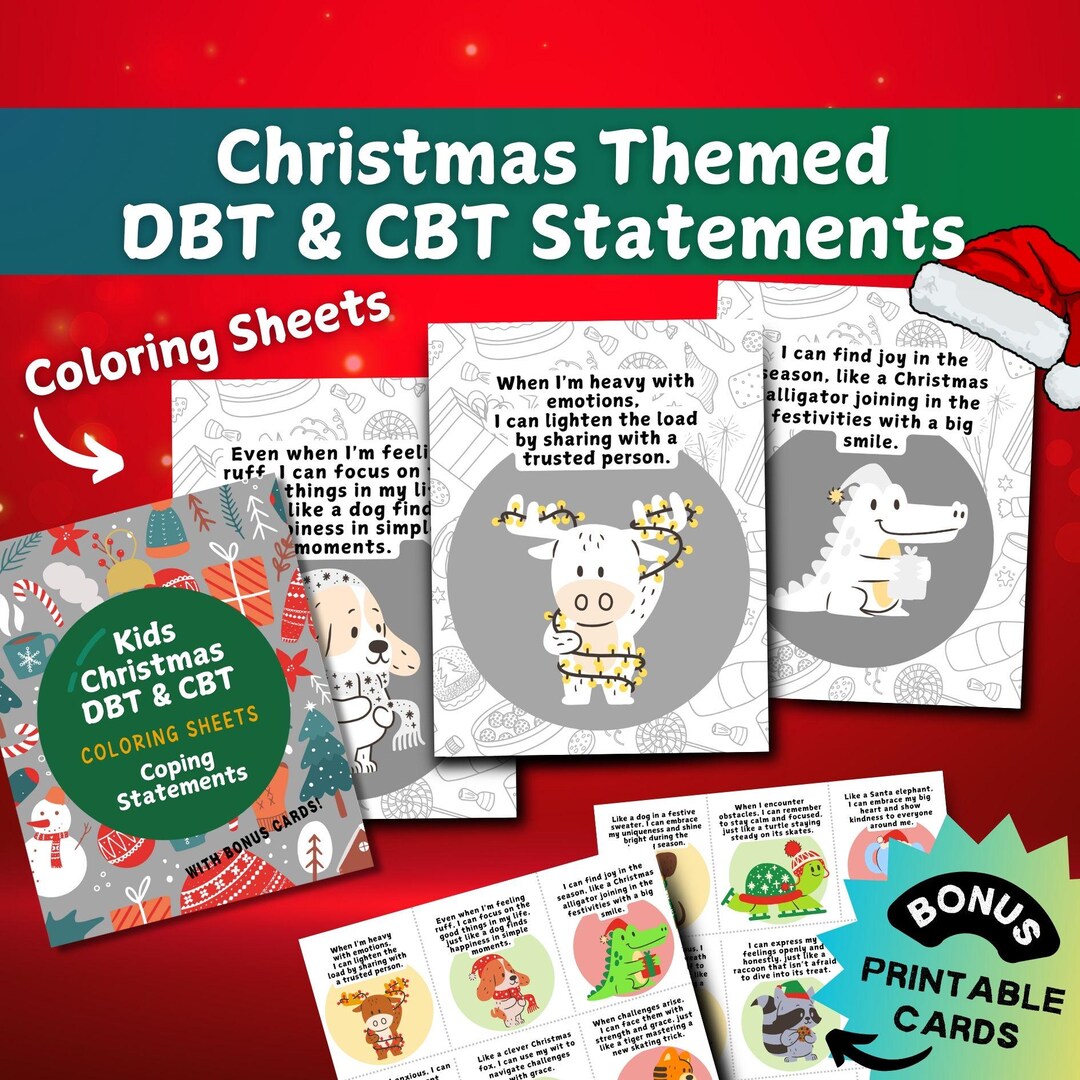 Christmas-themed DBT & CBT Therapy Coloring Sheets for Kids | for Kids ...