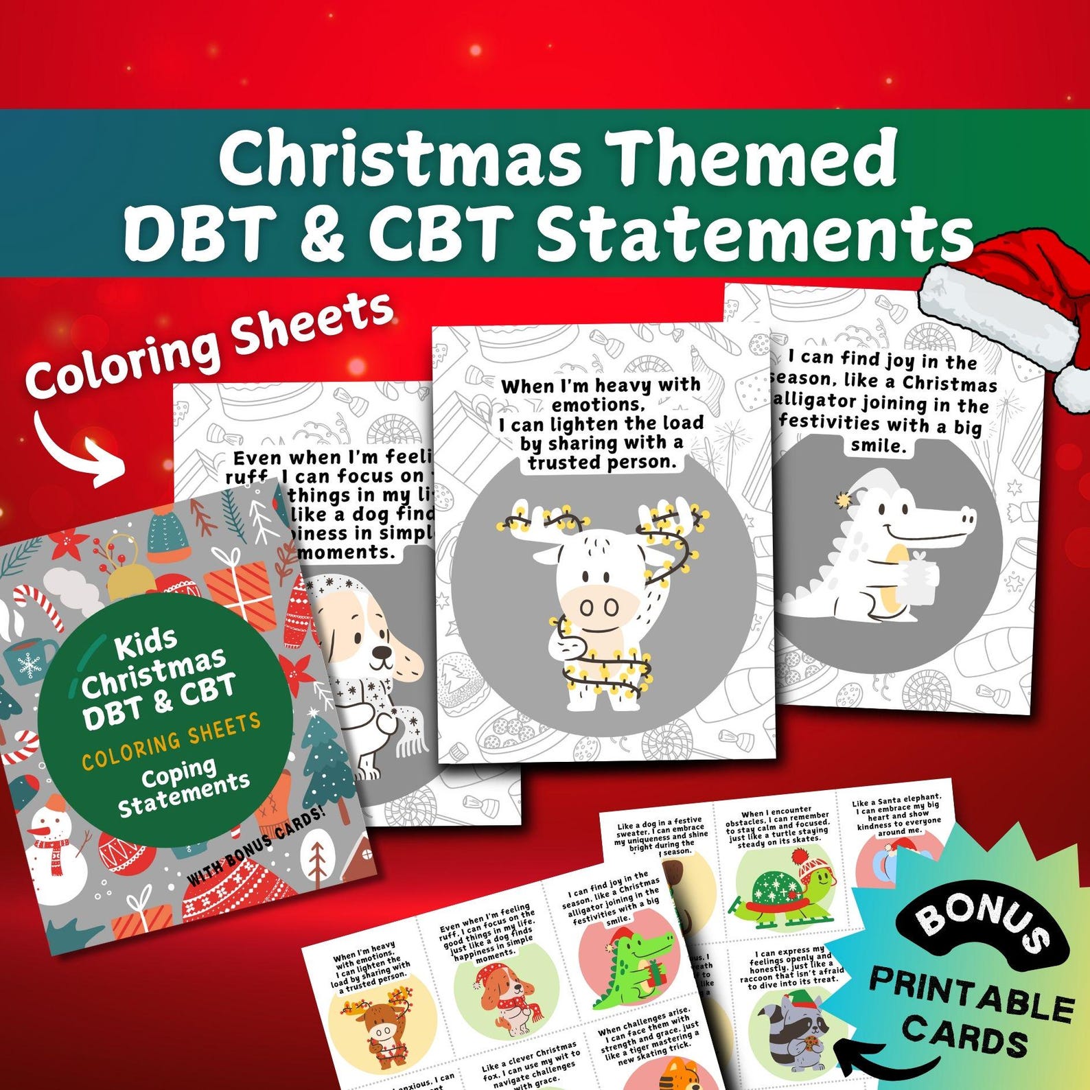 Christmas-themed DBT & CBT Therapy Coloring Sheets for Kids | for Kids ...