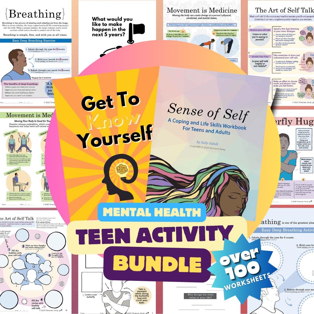 Teen Mental Health Workbook Bundle, Self-esteem & Coping Skills ...