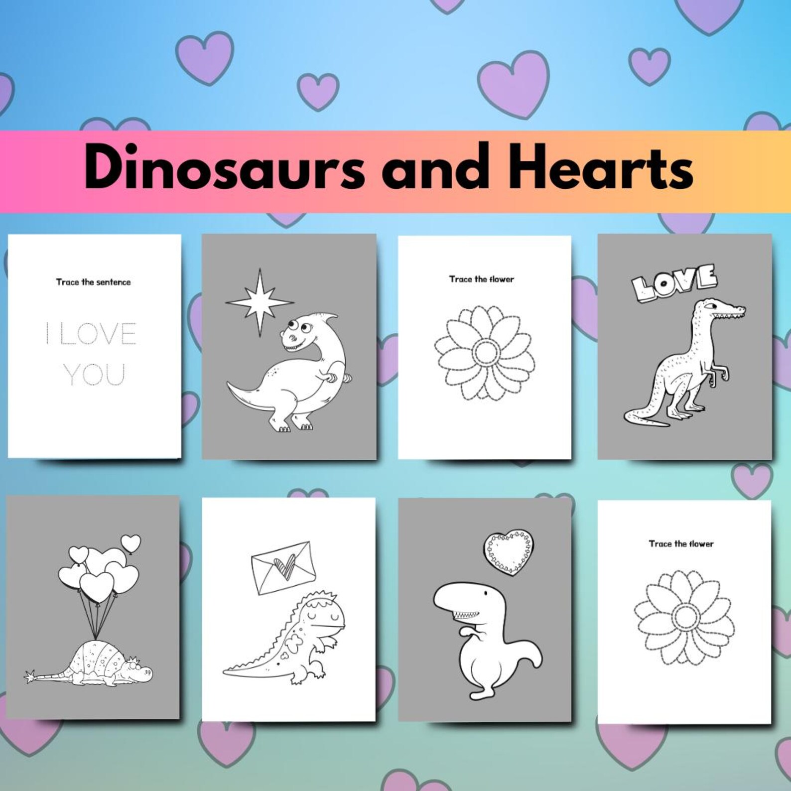 Rawr Means I Love YOU Toddler Coloring Pages Tracing Hearts and ...