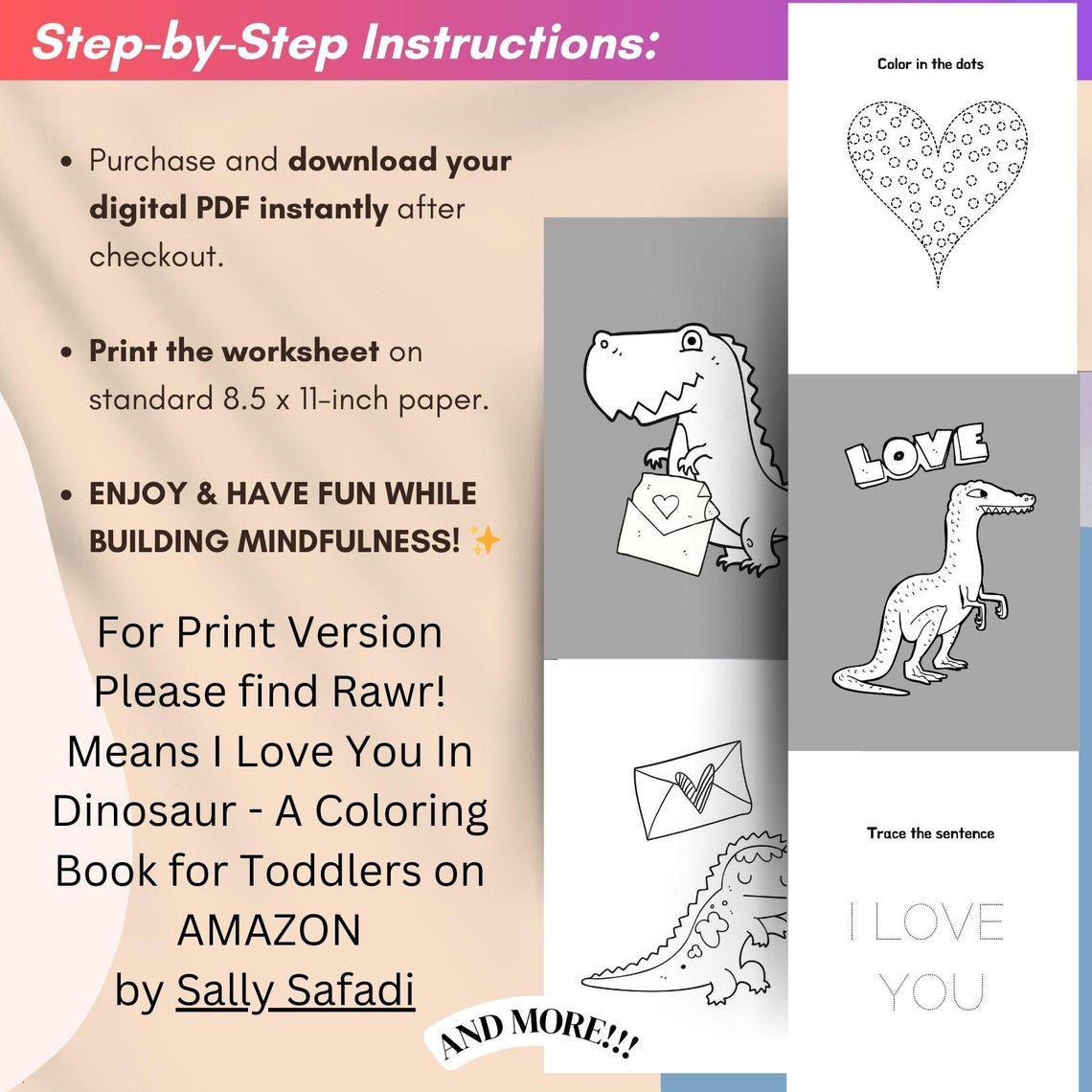 Rawr Means I Love YOU Toddler Coloring Pages Tracing Hearts and ...