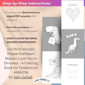 Rawr Means I Love YOU Toddler Coloring Pages Tracing Hearts and ...