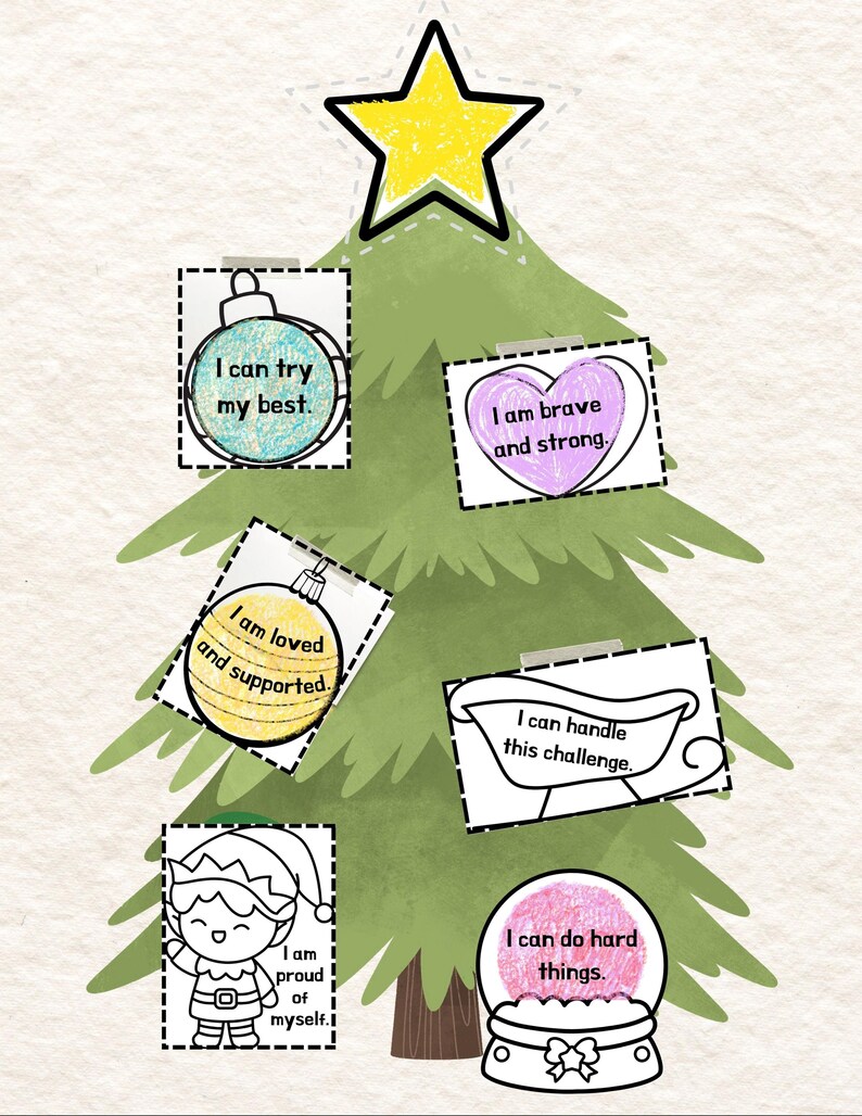 Printable Christmas Tree Coping Skills Activity: Kids Emotional ...