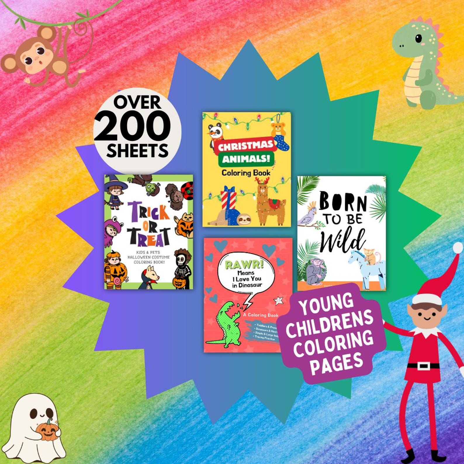 Bundle Coloring Pages for Toddlers Halloween Pintables Christmas ...