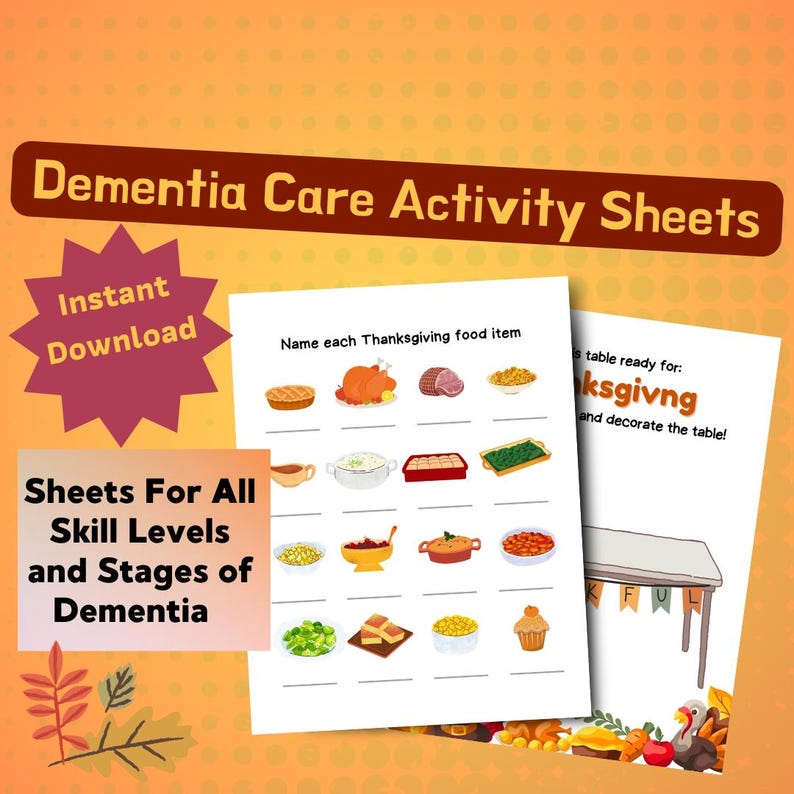 Thanksgiving Dementia Activities Workbook, Fall Senior Brain Games ...