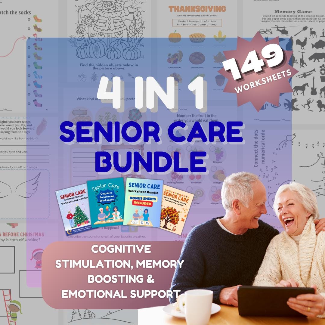 Senior Care Activity Bundle | Cognitive & Memory Worksheets (digital ...