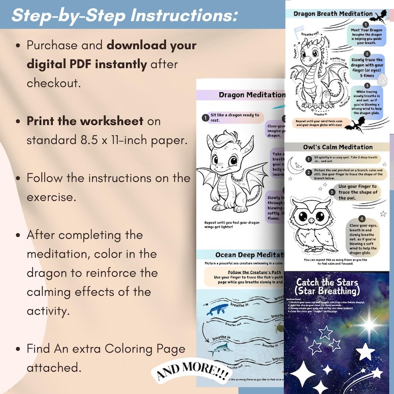 Dragon Breathing Meditation Coloring Page | Kids Anxiety Relief ...
