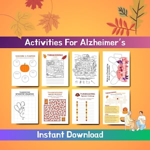 Thanksgiving Dementia Worksheets for Senior Adult Fall Activities ...