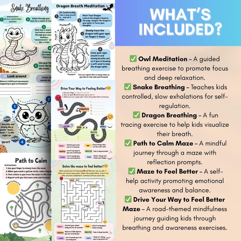 Mindfulness & Breathing Bundle for Kids – Owl Meditation, Snake ...