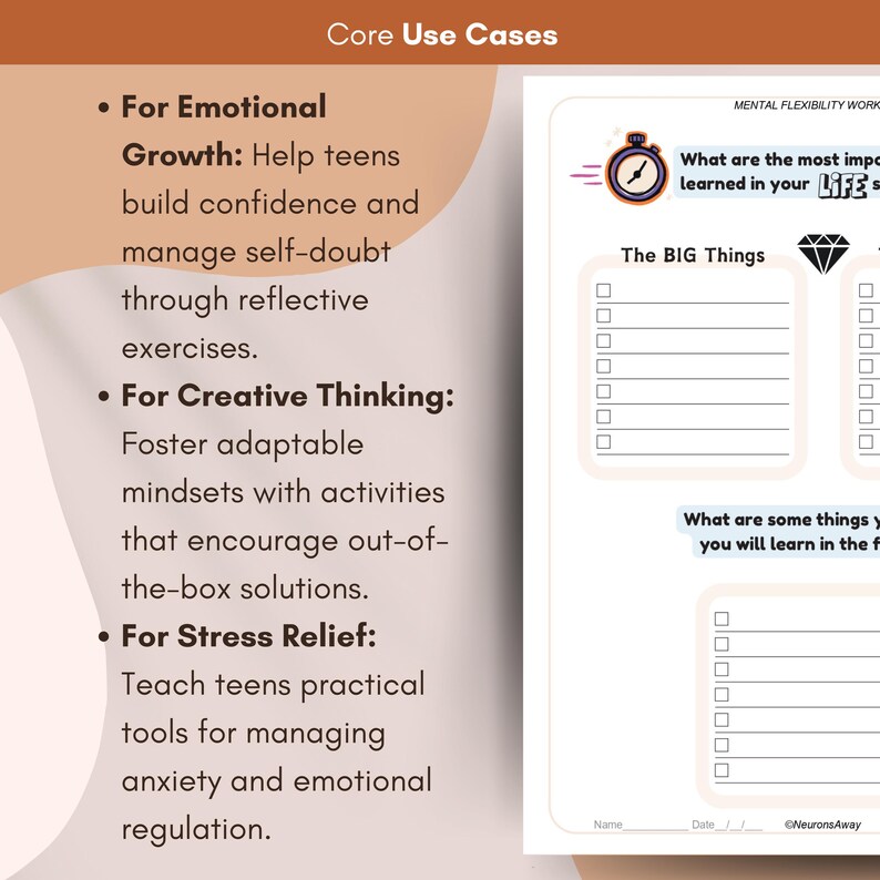 Mental Flexibility Workbook for Teens SEL, Teen Anxiety, Teen Therapy ...