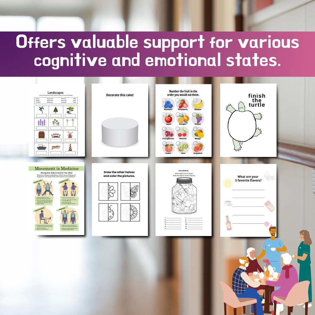 3-in-1 Senior Care Workbook Bundle | Cognitive Stimulation, Memory ...