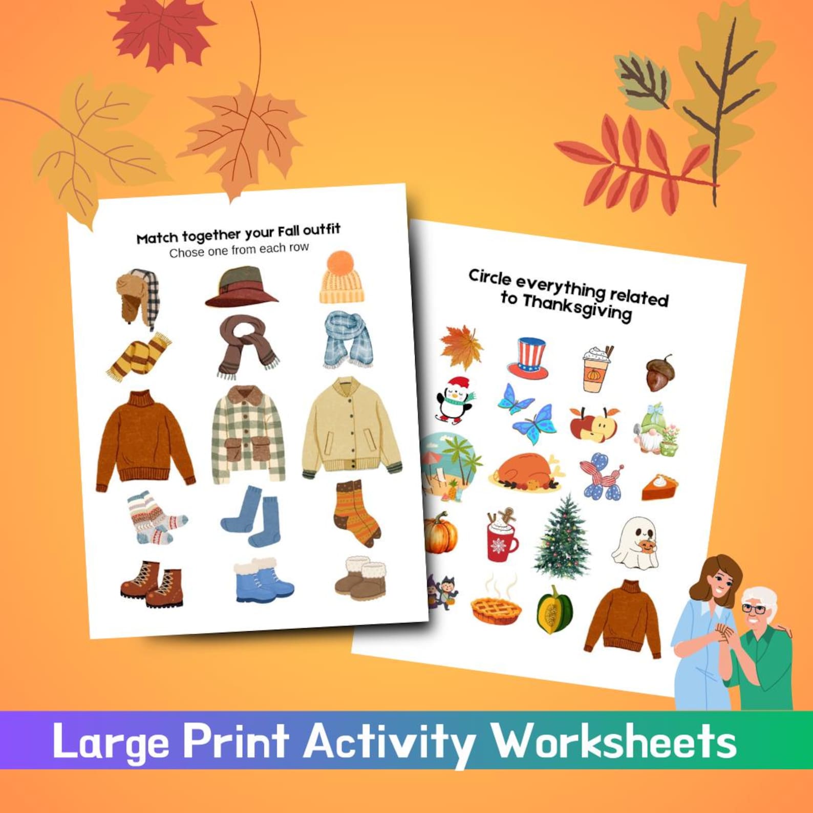 Thanksgiving Dementia Worksheets for Senior Adult Fall Activities ...