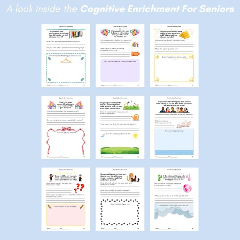 Senior Cognitive Worksheets – Brain Games, Memory Care (digital ...
