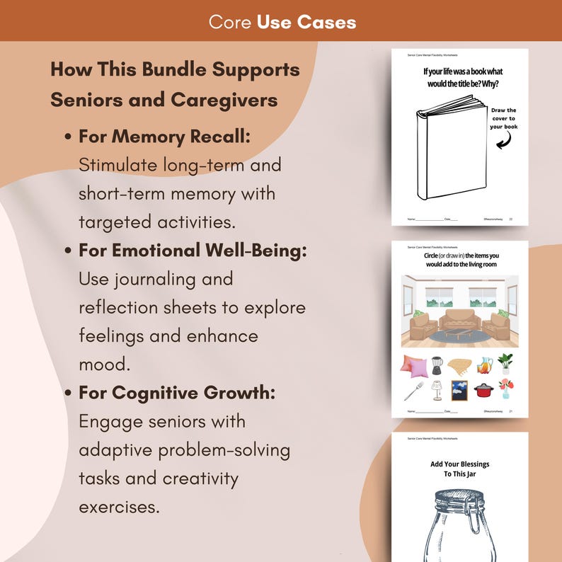 Dementia Activities Worksheets for Seniors: Cognitive Exercises ...