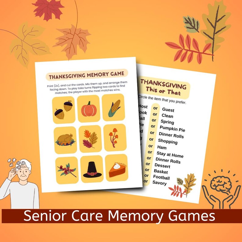 Thanksgiving Dementia Activities Workbook, Fall Senior Brain Games ...